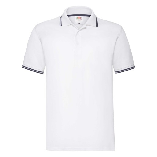 FRUIT OF THE LOOM, PREMIUM TIPPED POLO, PREMIUM DVOBOJNA MUŠKA POLO MAJICA, BELA-TAMNO TEGET , M