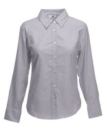 FRUIT OF THE LOOM, LADIES LS OXFORD SHIRT, ŽENSKA OXFORD KOŠULJA DUGIH RUKAVA, OKSFORD SIVA, XS