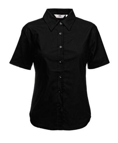 FRUIT OF THE LOOM, LADIES SHORT SLEEVE OXFORD SHIRT, ŽENSKA OXFOR KOŠULJA, CRNA, L