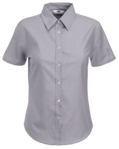 FRUIT OF THE LOOM, LADIES SHORT SLEEVE OXFORD SHIRT, ŽENSKA OXFOR KOŠULJA, OXFORD SIVA, 2XL