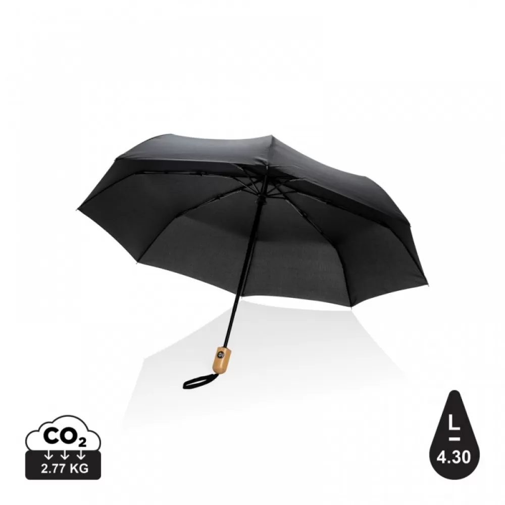 21" Impact AWARE™ RPET 190T bamboo auto open/close umbrella