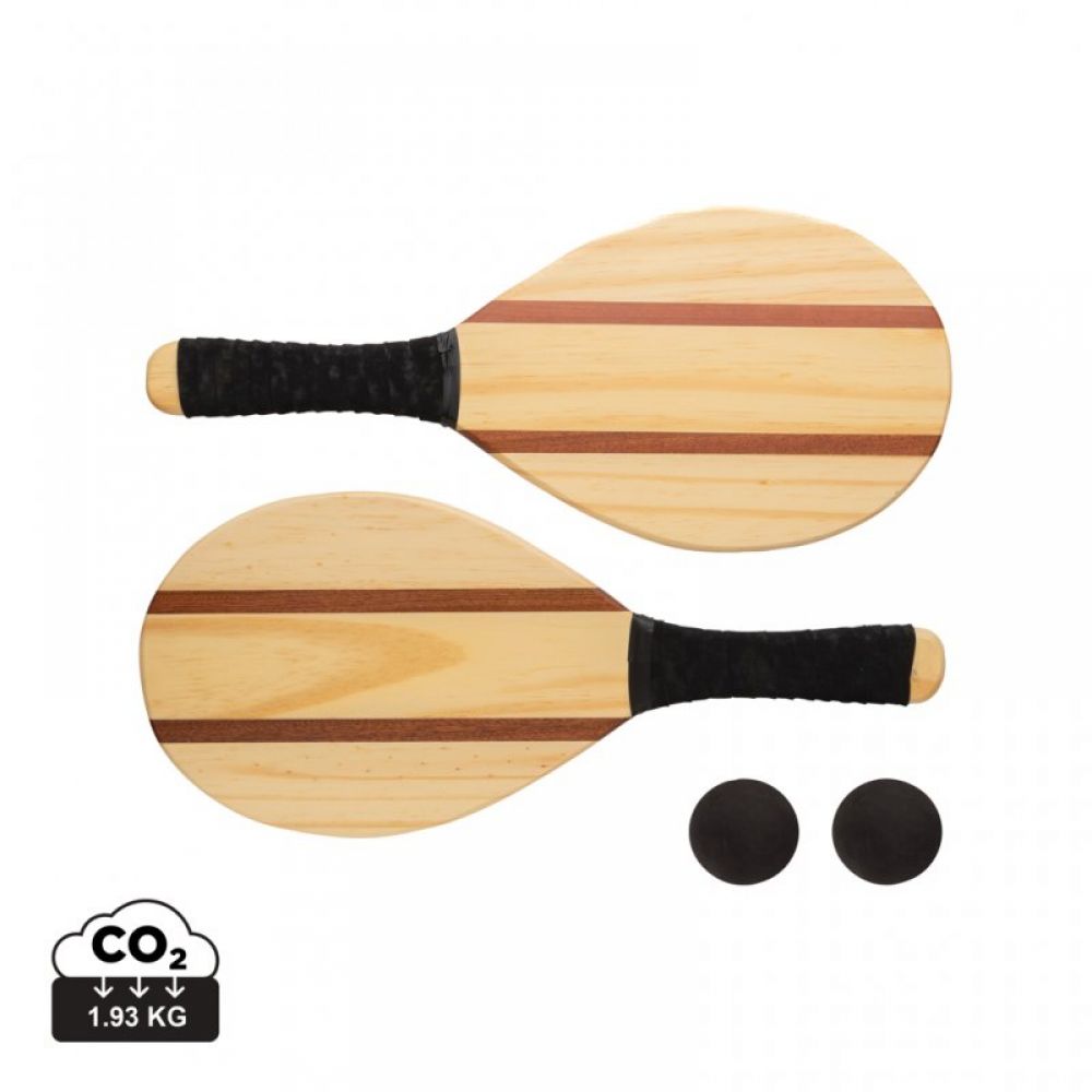 Wooden frescobol tennis set