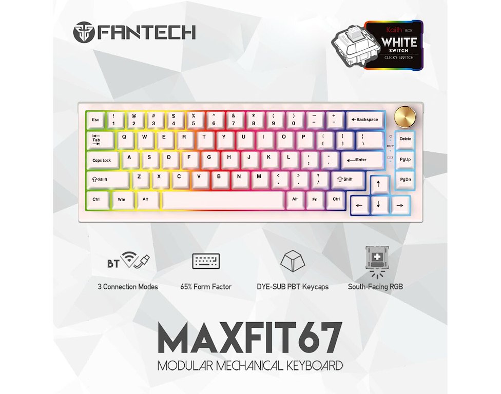 Tastatura Mehanicka Gaming Fantech MK858 RGB Maxfit67 Space Edition (white switch)