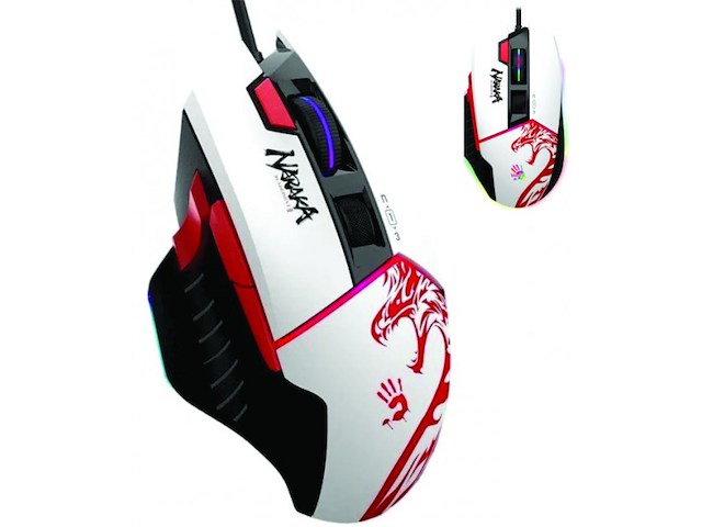 A4-W95 Max NARAKA Bloody RGB Gejmerski mis, 2000Hz/100-12.000 DPI, White USB 135mm