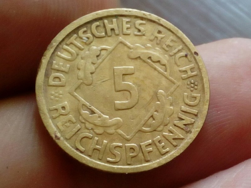 Nemacka, 5 pfennig 1925 A