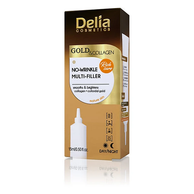 GOLD & COLLAGEN SERUM ZA LICE SA HIJALURONSKOM KISELINOM ZA POPUNJAVANJE BORA 15 ML - DELIA