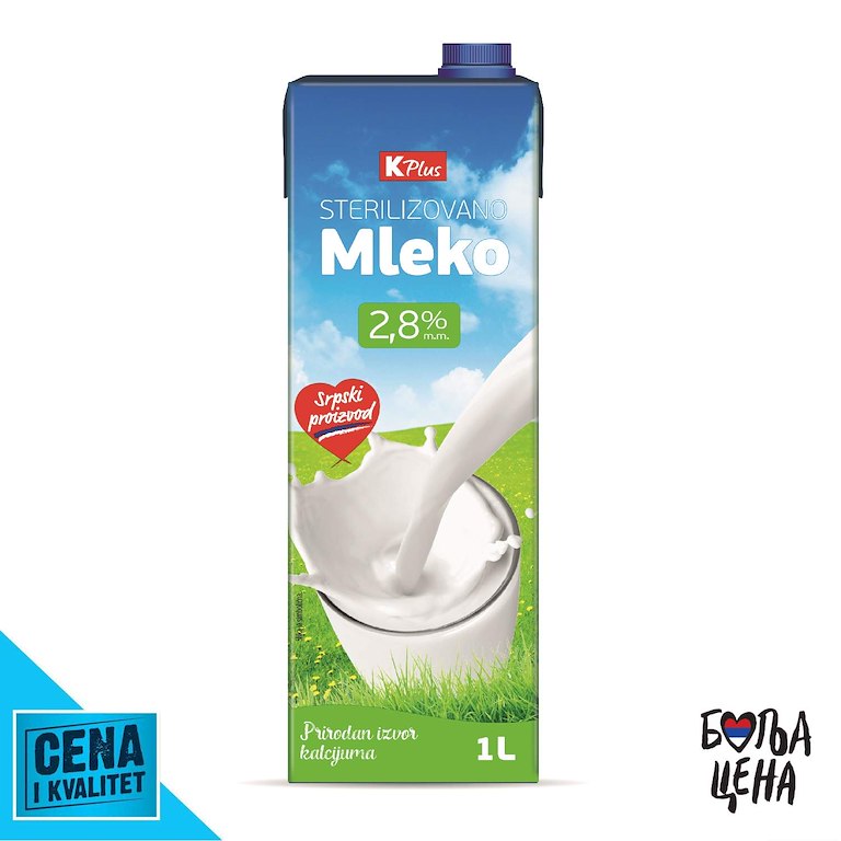 K plus mleko uht 2.8%mm 1l k plus