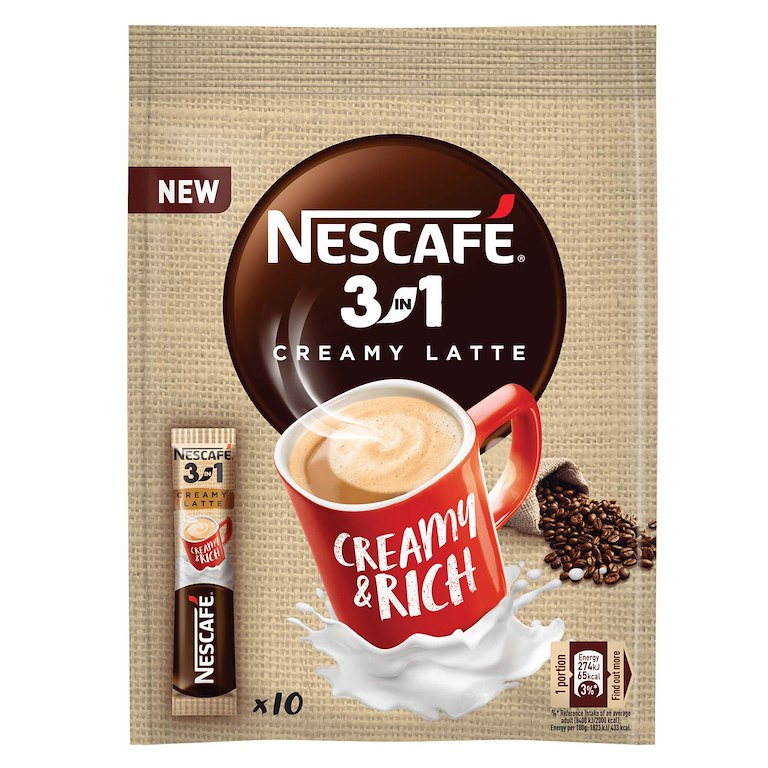 Nescafe inst 3in1 creamylatte bag 10x15g nescafe