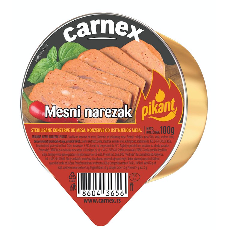 Carnex narezak mesni pikant alu 100g carnex