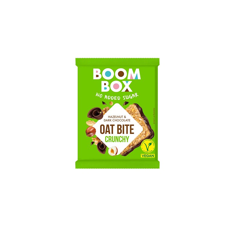 Boom box pločica ovsena lešnik tamna čokolada 20g boom box