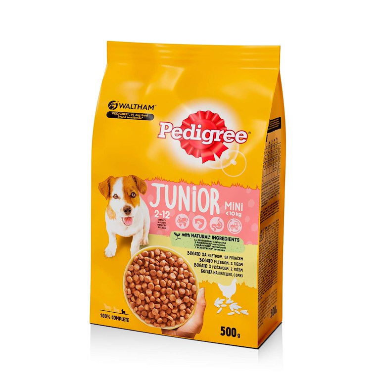 Pedigree hrana za pse briketi junior mini sa piletinom i pirinčem 500g pedigree