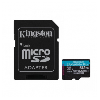 MICRO SDHC KARTICA + ADAPTER SDCG3/ 512GB CANVAS GO! PLUS KINGSTON HD 4K (170/ 90MBS)