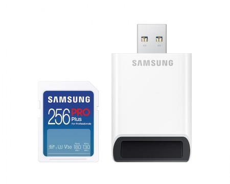 SAMSUNG PRO PLUS Full Size SDXC 256GB U3 + Card Reader MB-SD256SB