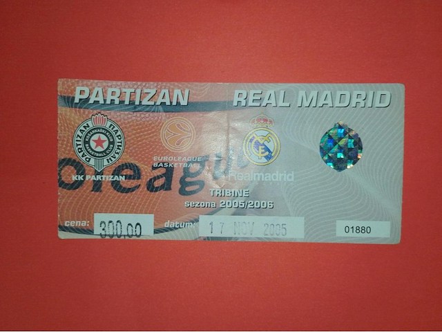 KK PARTIZAN-REAL MADRID 17.NOV 2005-ULAZNICA EUROLEAGUE