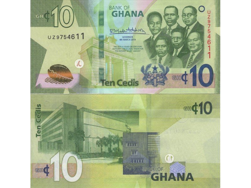 GHANA Gana 10 Cedis 2019 UNC, P-47