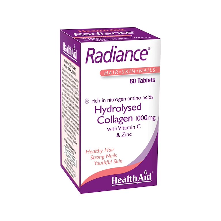 HealthAid Radiance® Hidrolizovani Kolagen 60 Tableta za Kožu, Kosu i Nokte, sa Vitaminom C i Cinkom