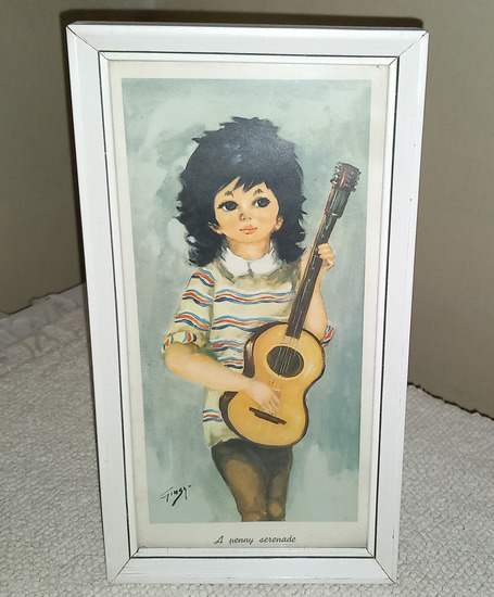 Vintage slika devojcice sa gitarom