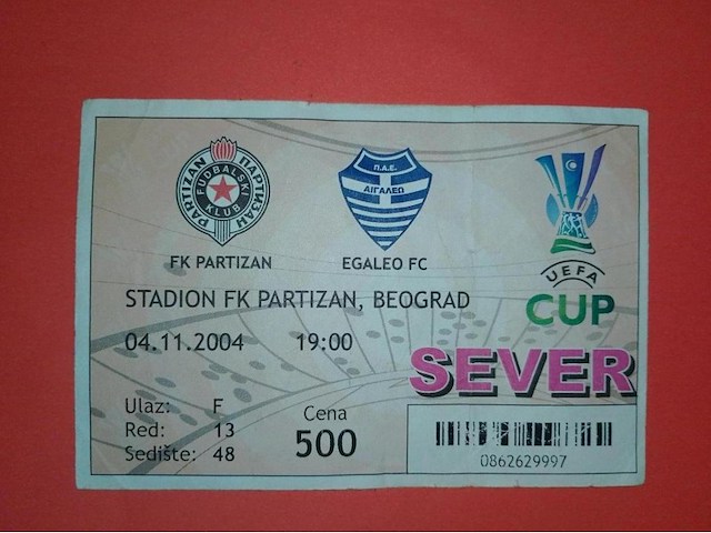 FK PARTIZAN -EGALEO FC 04.11.2004-ULAZNICA UEFA CUP