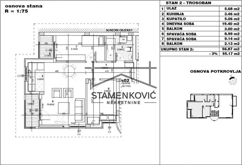 Prodaja, trosoban stan, 57m2, Veternik, Novi Sad, Novi Sad