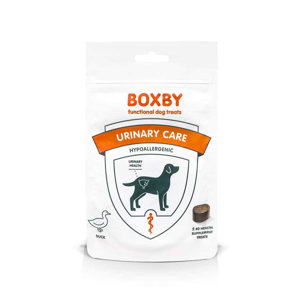 Boxby Urinary Care Hypoallergenic poslastica za pse - Patka 100g
Dopunska hrana za pse starije od 4 meseca. Funkcionalna poslastica koja pomaže u prevenciji i lečenju struvitnog peska i kamenca. ...