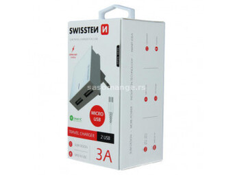 SWISSTEN Punjač 2x USB 3A+ kabl micro USB 1,2m bela *R