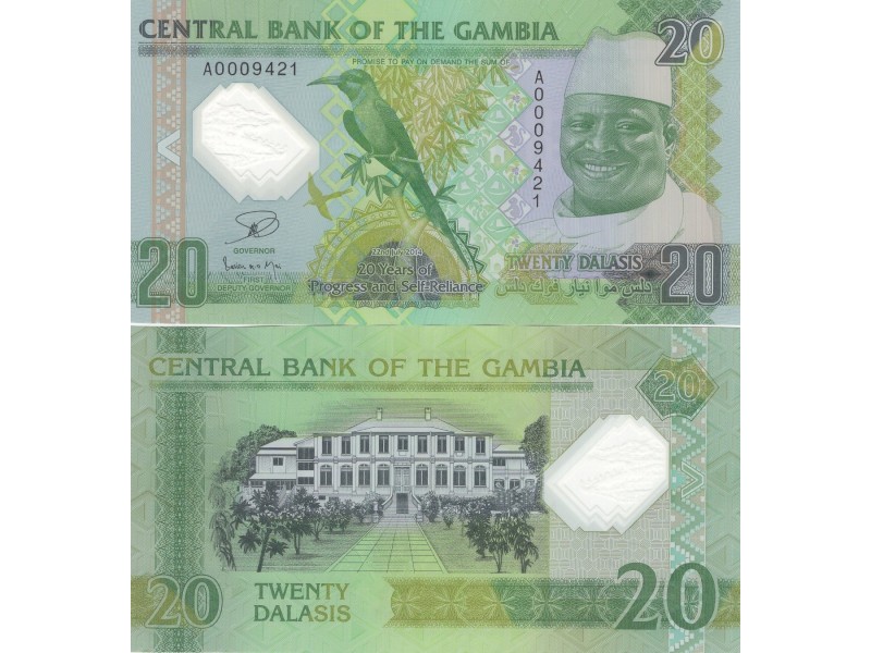 GAMBIA 20 Dalasis 2014 UNC, Jubilarna Polymer