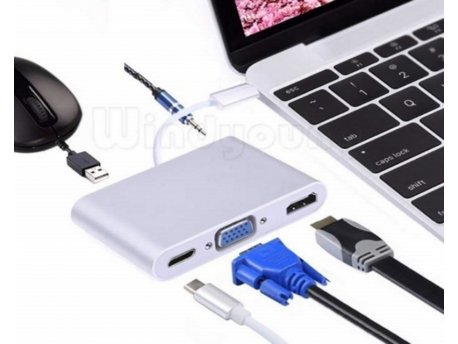 FAST ASIA Adapter-konvertor USB 3.1 TIP C na HDMI VGA AUDIO 3.5mm 3.1 TIP C USB 3.0