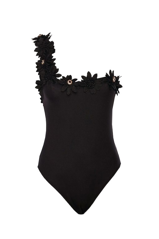 LUNA COLLECTION Ženski jednodelni kupaći kostim Fiorissima crni