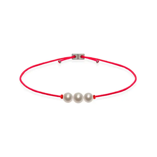 WISH Končana narukvica sa belim biserima White Classy Pearls crvena