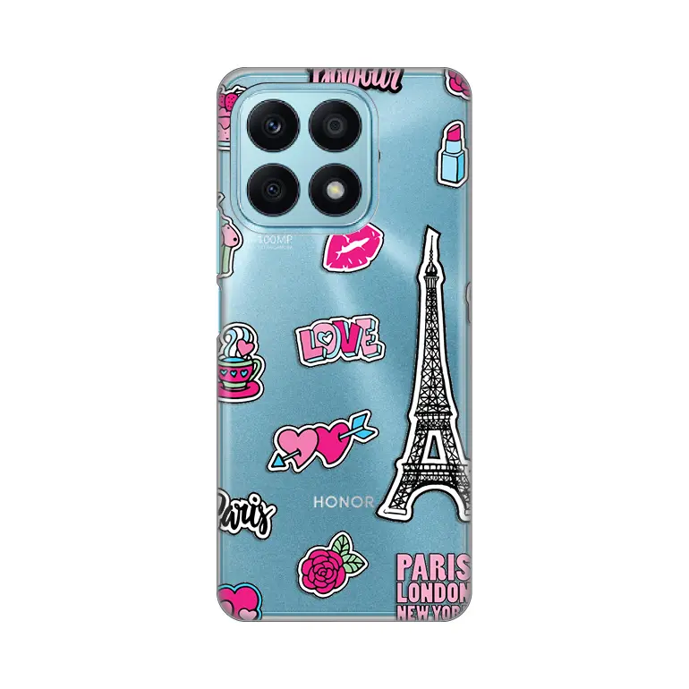 Silikonska maska za Honor X8a Love Paris Print Skin providna