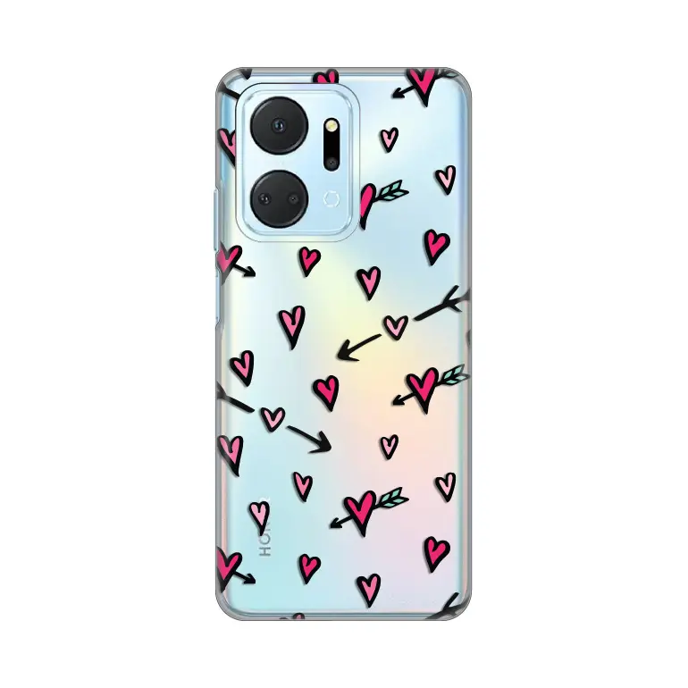 Silikonska maska za Honor X7a Heart Pattern Print Skin providna