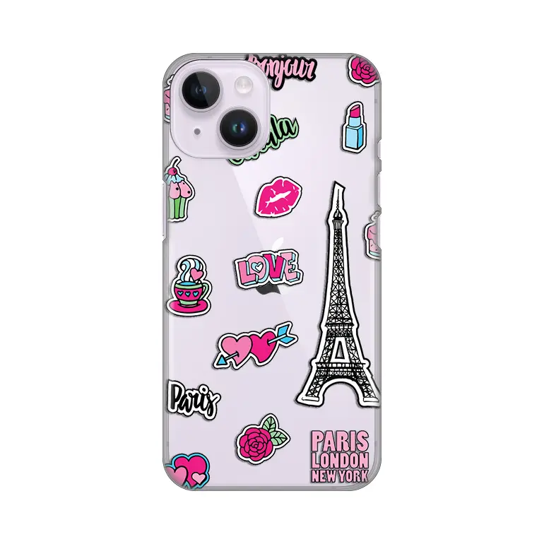 Silikonska maska za iPhone 14 6.1 Love Paris Print Skin providna