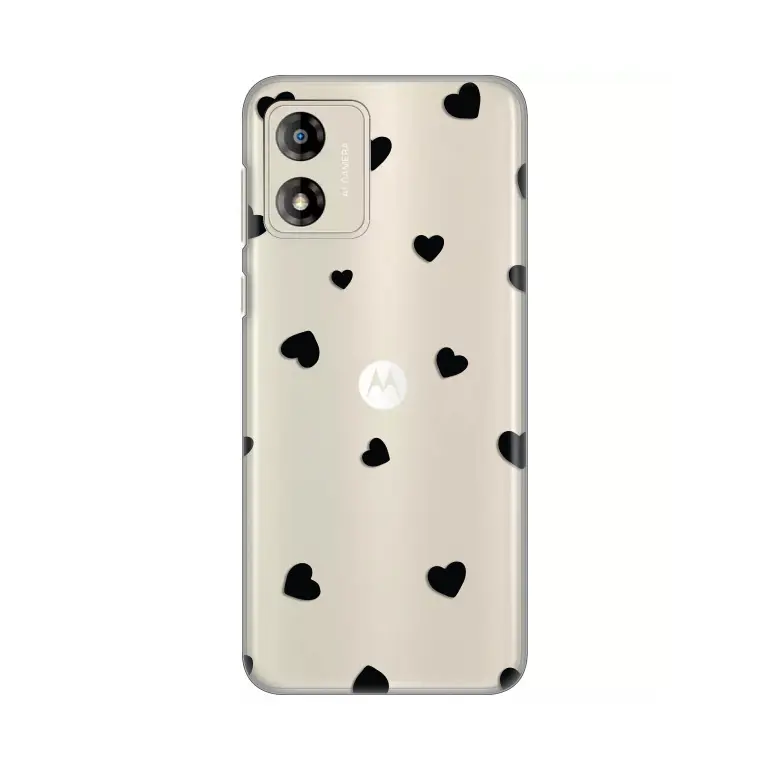 Silikonska maska za Motorola Moto E13 Hearts Print Skin providna