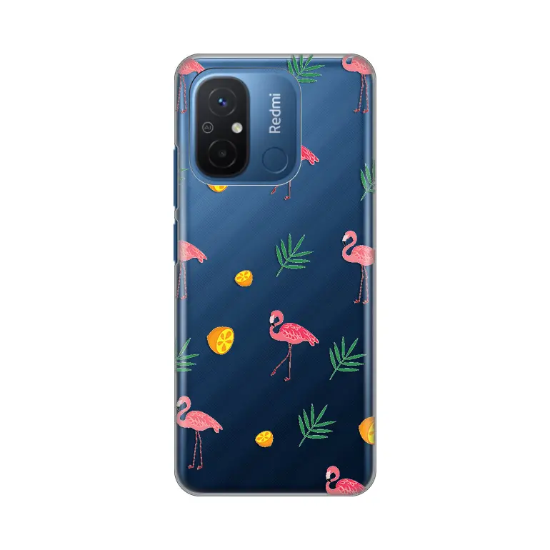 Silikonska maska za Xiaomi Redmi 12C Flamingo Print Skin providna