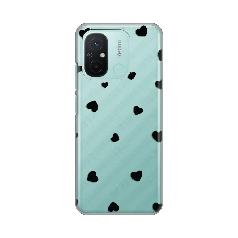 Silikonska maska za Xiaomi Redmi 12C Hearts Print Skin providna