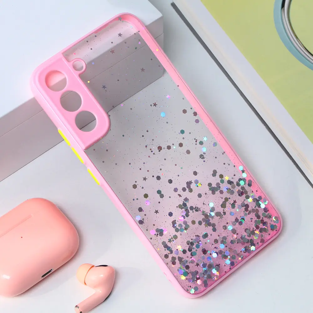 TERACELL Maska Frame Glitter za Samsung S906B Galaxy S22 Plus 5G roze