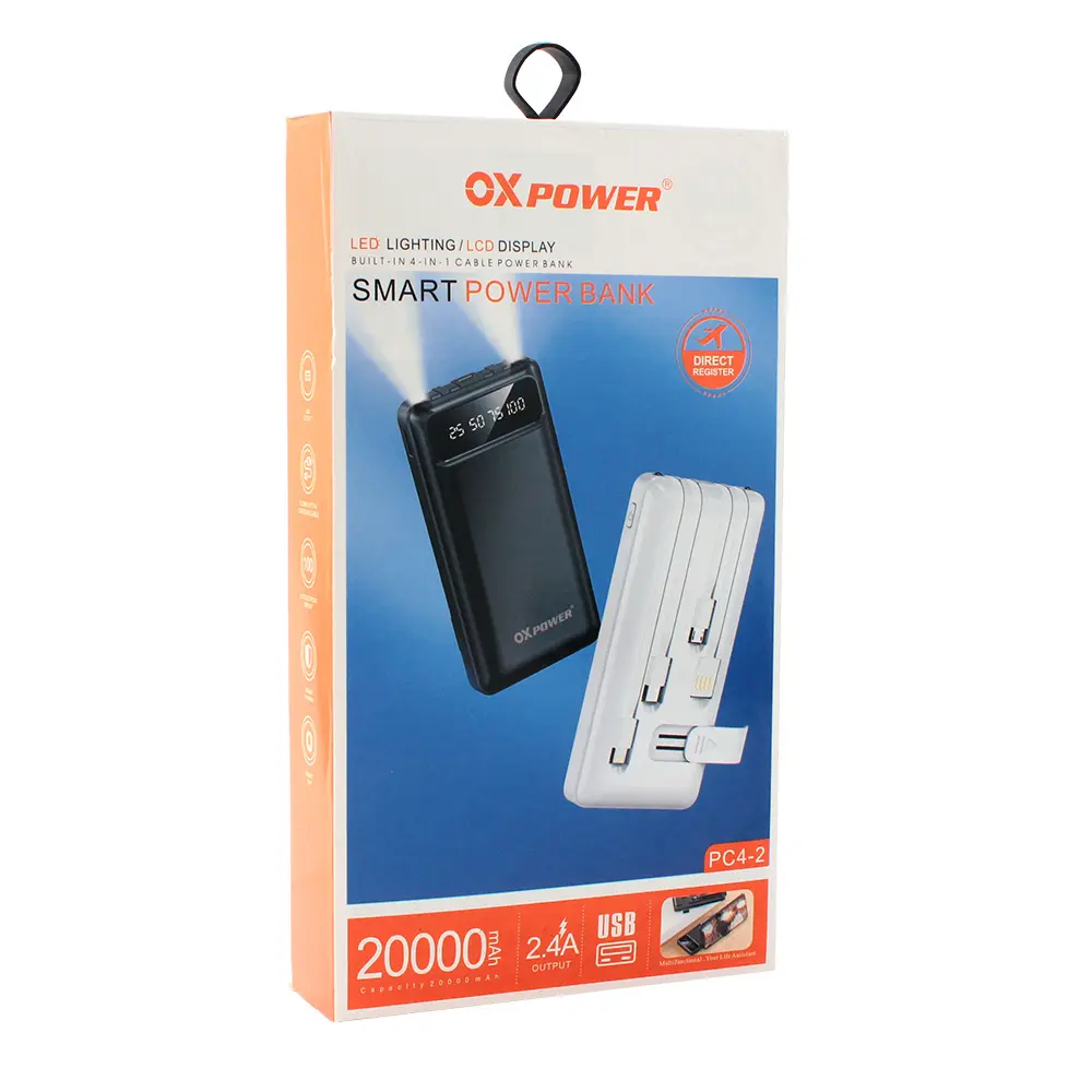 OXPOWER Back up baterija PC4-2 5V 2A 20000 mAh crna