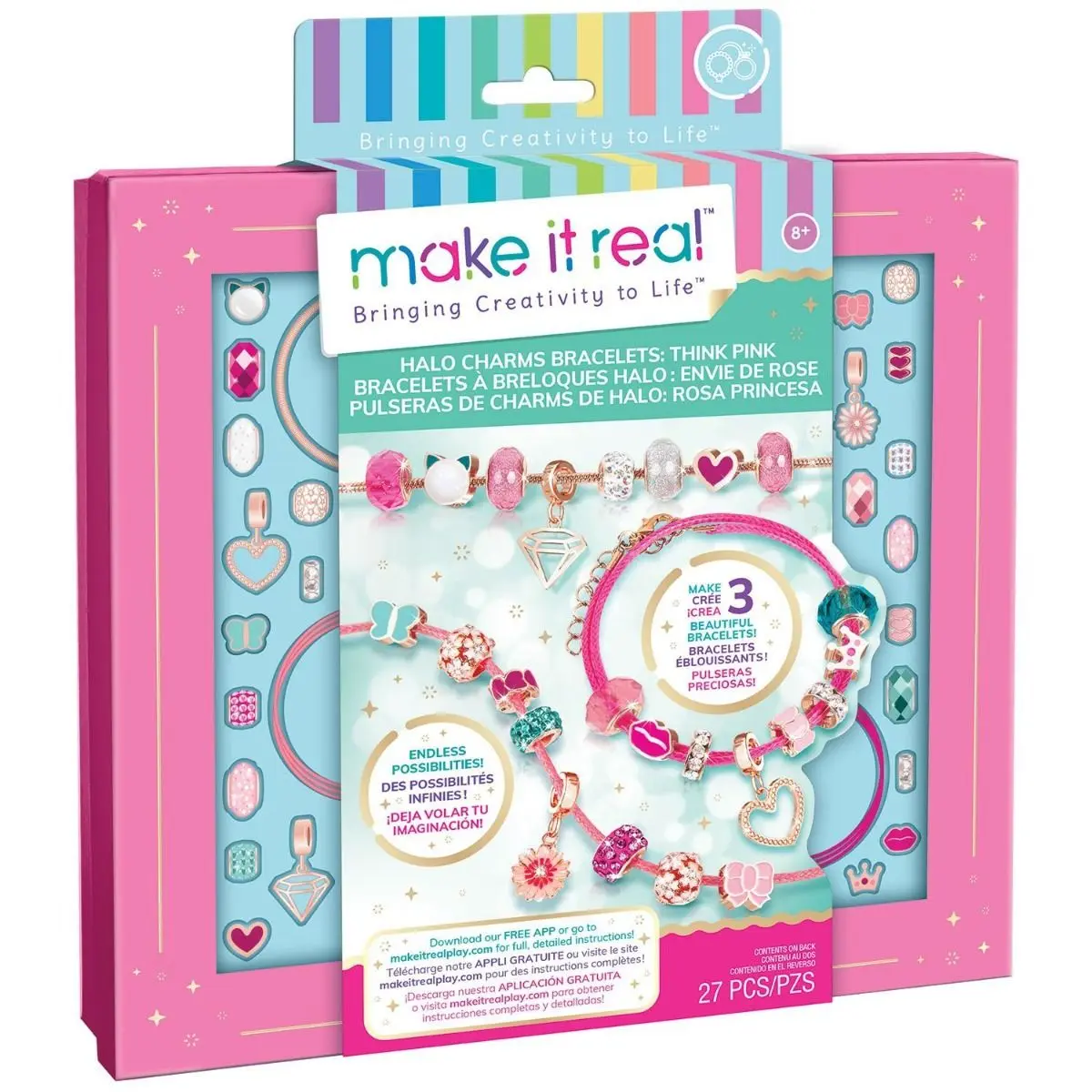 MAKE IT REAL Kreativni set za pravljenje narukvica za devojčice Bringing Creativity to Life Halo: Think Pink