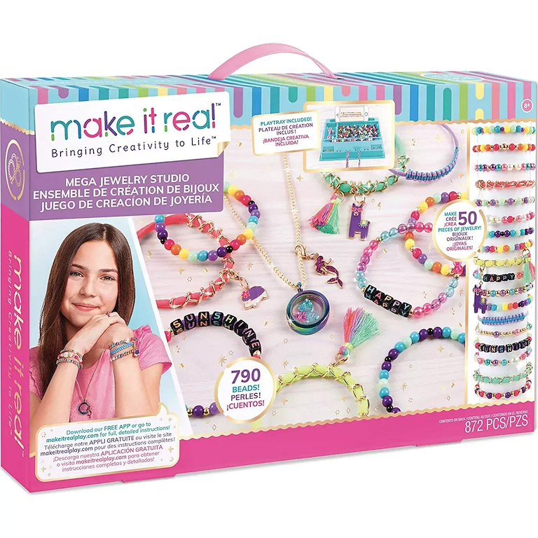 MAKE IT REAL Kreativni set za pravljenje nakita za devojčice Bringing Creativity to Life Mega Jewelry Studio