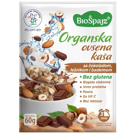 Bio Špajz Ovsena kaša sa čokoladom, lešnikom i bademom 60g