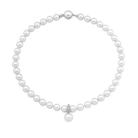 Ženska majorica lilit bela biserna srebrna ogrlica 10 mm ( 09537.01.2 032.010.1 )