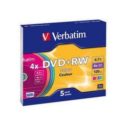 Verbatim dvd+rw 4x color slim case