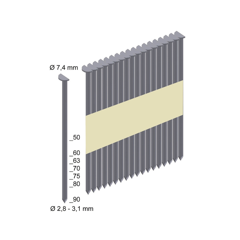 Milwaukee Prstenasti ekseri sa D-glavom za M18 FFN, 2,8 x 80 mm, 34°, 4932478399