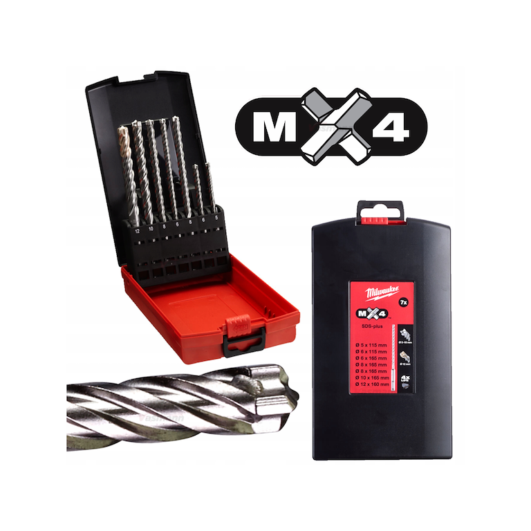 Milwaukee Set burgija za beton, SDS-Plus MX4, 5 – 12 mm, 4932478626