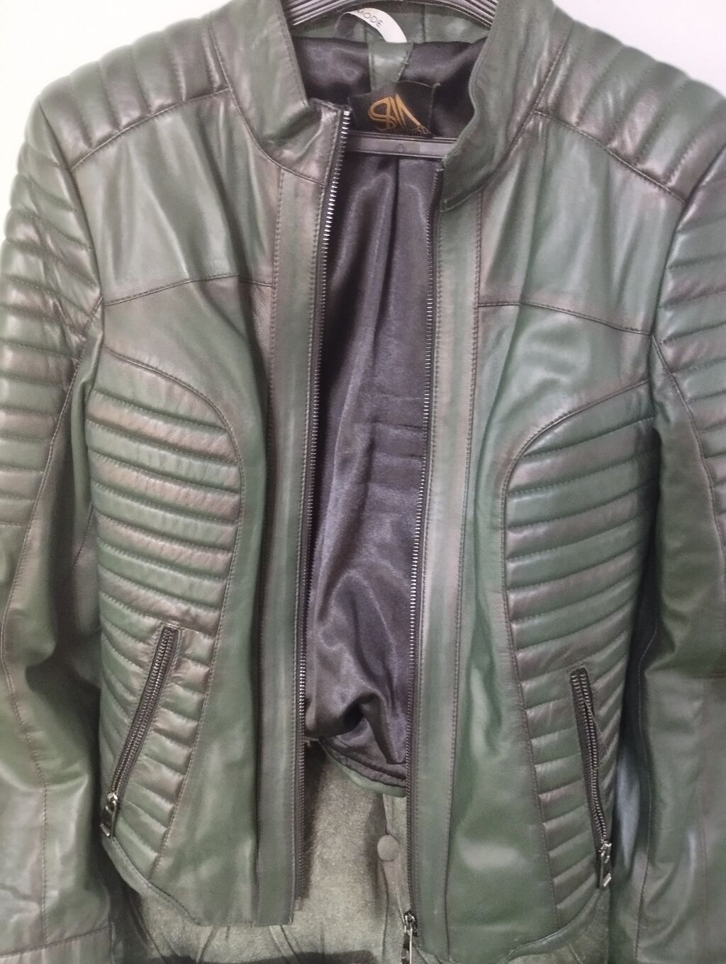 Nova kožna zenska jakna tamno zelena 38-40 vel