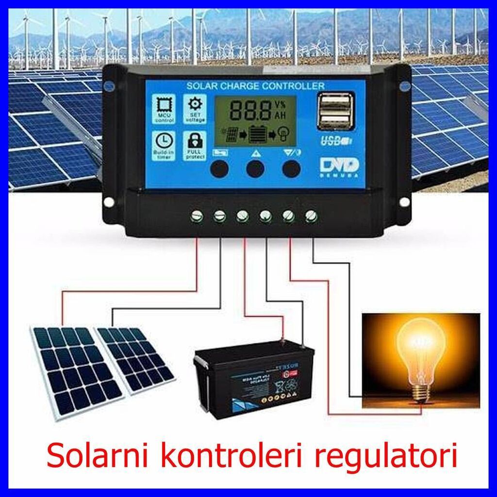 Solarni kontroleri regulatori 10a, 30a, NOVO NOVO 10a 1500 din 20a