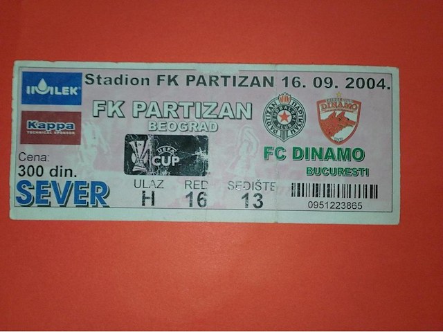 FK PARTIZAN -FC DINAMO 16.09.2004.-ULAZNICA