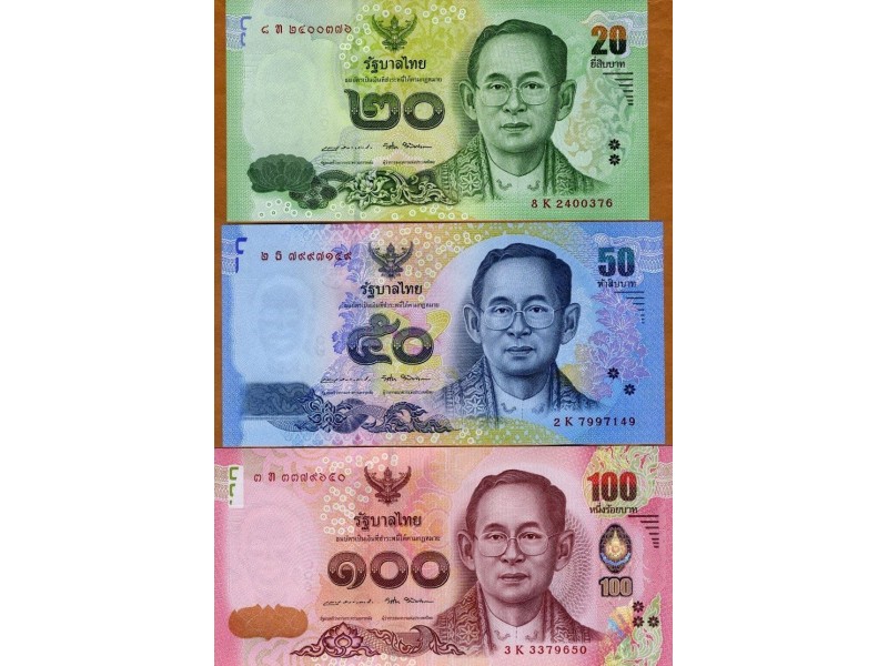 THAILAND Tajland set 20, 50 i 100 Baht 2017 UNC