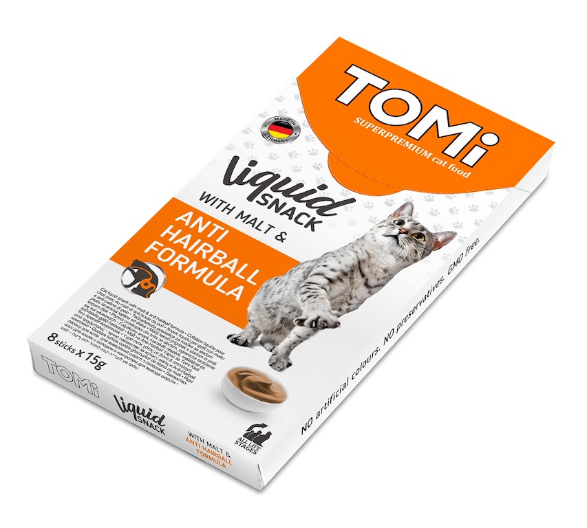 Tomi Cat Liquid snack 8x15g malt-anti hairball