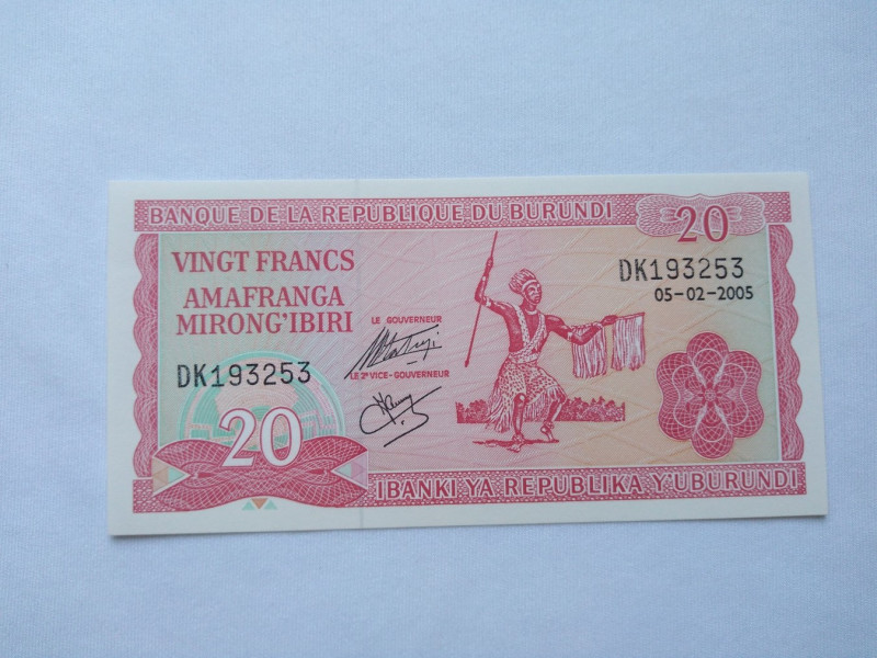 Burundi 20 francs,2005 god.UNC